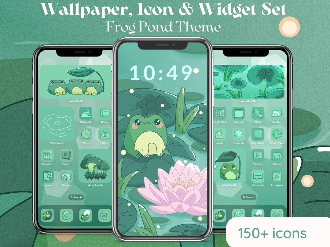 Cute Anime Frog Pond Phone Theme & Wallpaper Green Aesthetic - Etsy