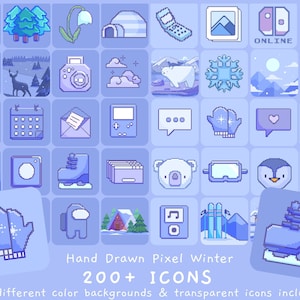 Winter Pixel Icon Set | Aesthetic Ios App Icons, Cute Blue Wallpapers ...