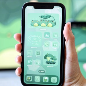 Cute Anime Frog Pond Phone Theme & Wallpaper | Green Aesthetic Ios App ...