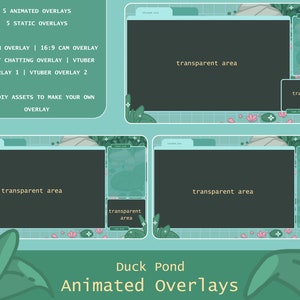Duck Pond Animated Twitch Stream Pack: Kawaii Vtuber Overlays (digital ...