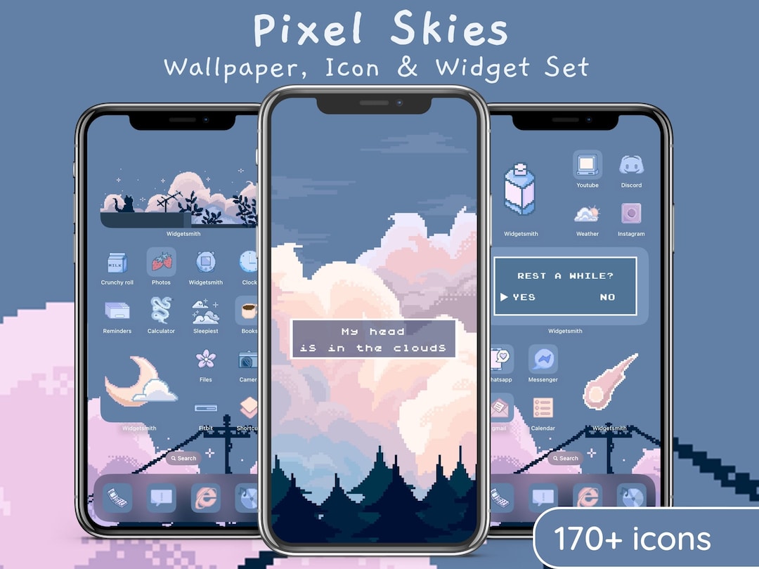 Lo-fi Pixel Skies Icon Set: Anime Ios App Icons & Widgets (digital ...