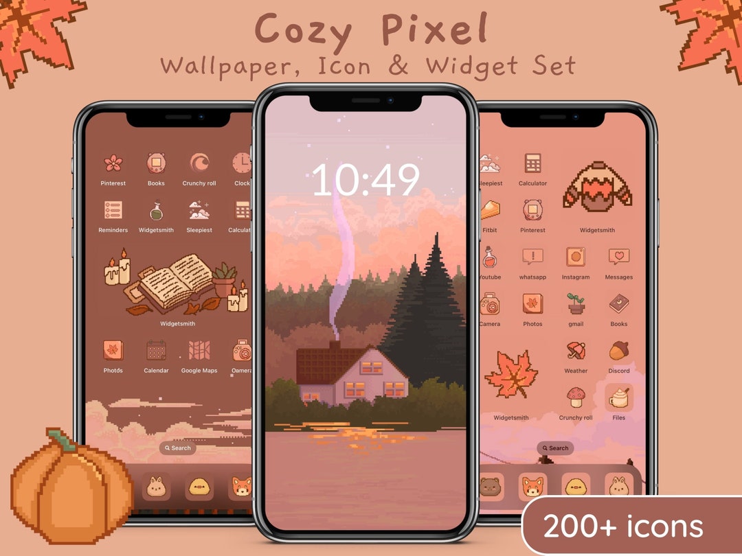 Cozy Fall Pixel Icon Set: Cottagecore Ios/android Theme (digital ...