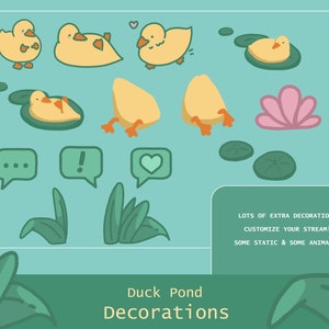 Duck Pond Animated Twitch Stream Pack: Kawaii Vtuber Overlays (digital ...