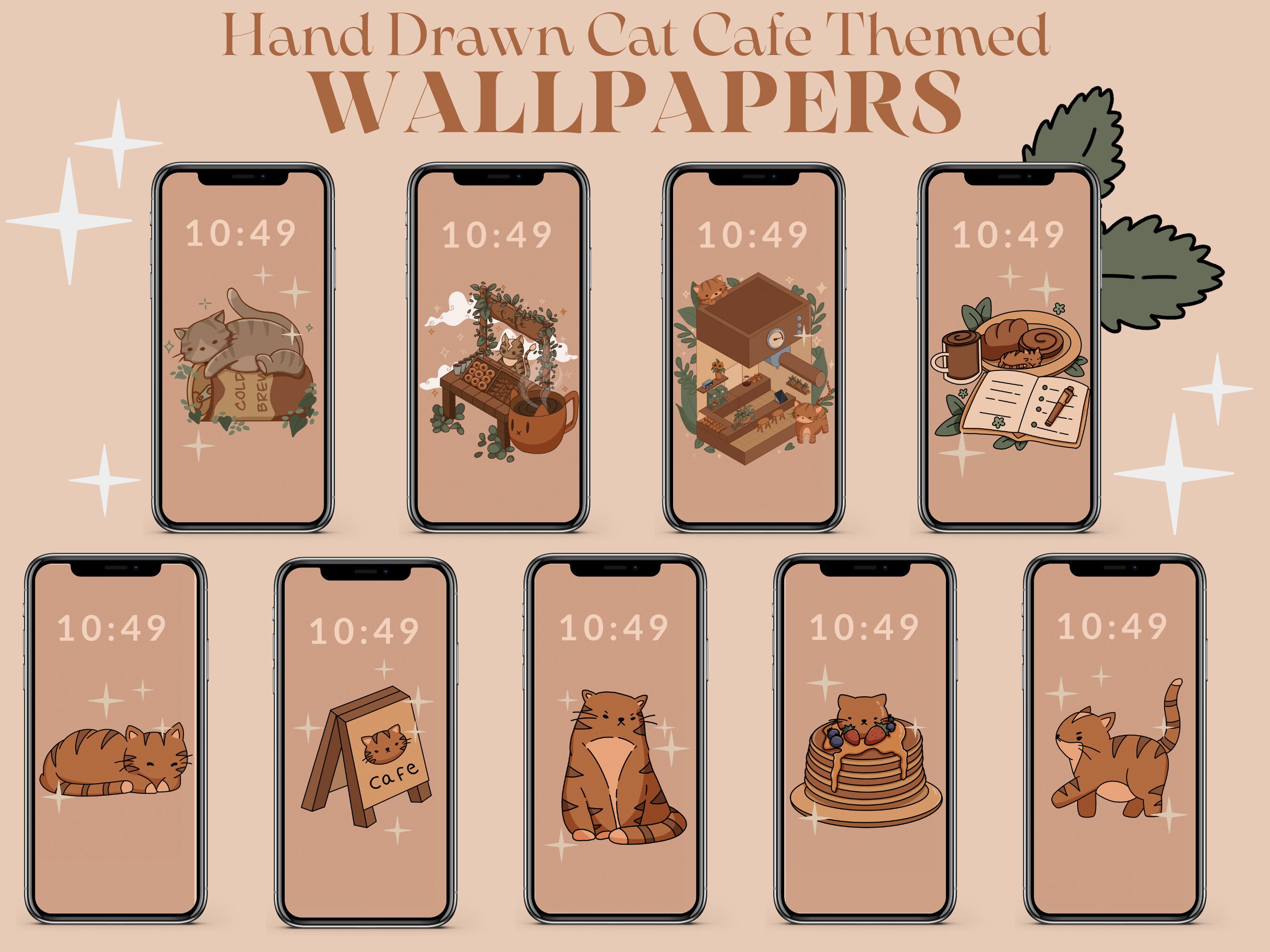 Cute Cat Cafe Icon Set Aesthetic Ios App Icons Wallpapers - Etsy UK