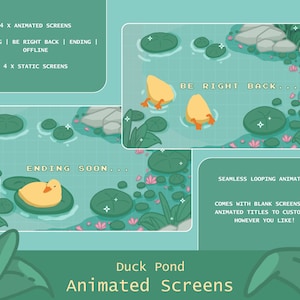 Duck Pond Animated Twitch Stream Pack: Kawaii Vtuber Overlays (digital ...
