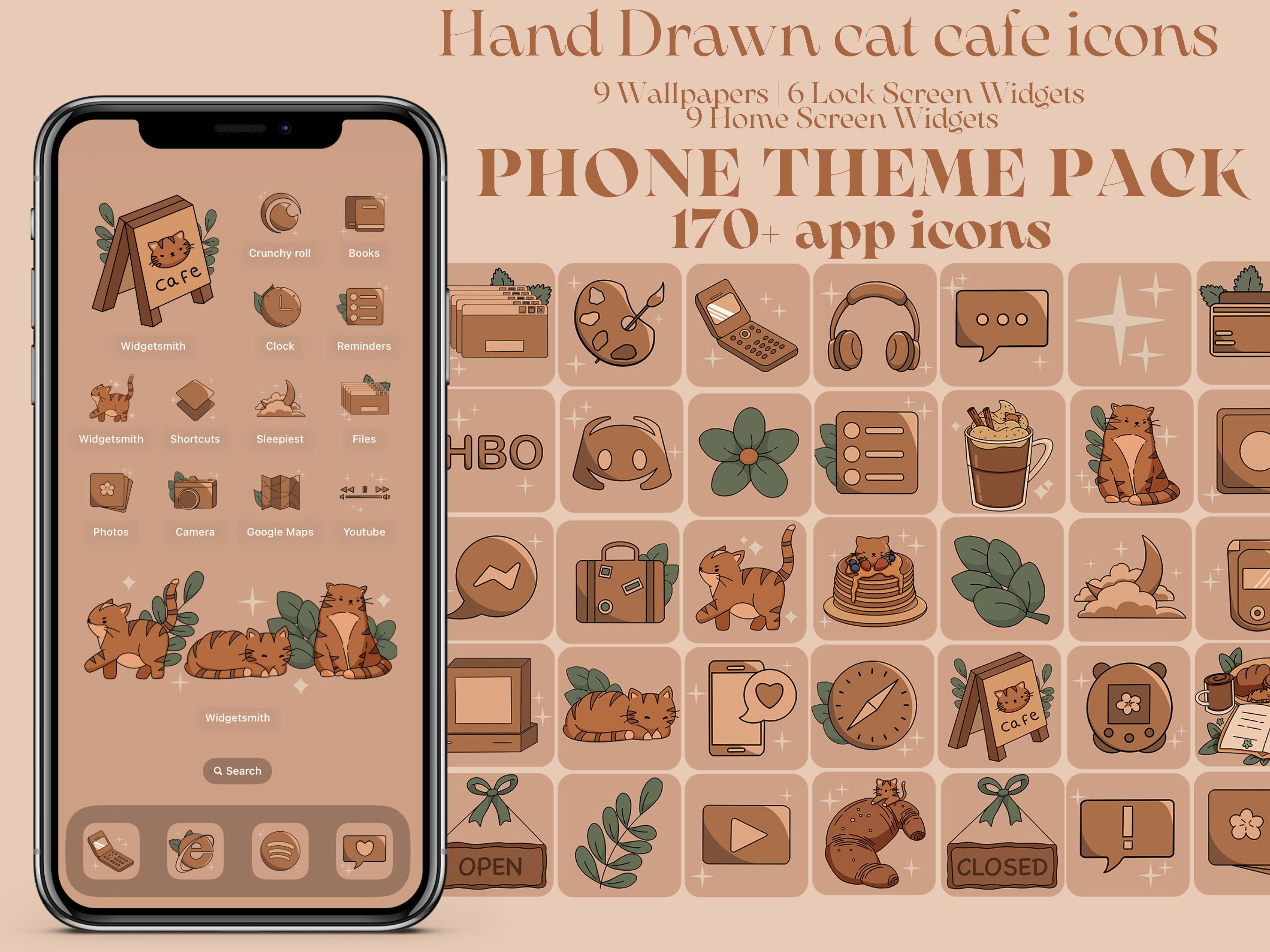 Cute Cat Cafe Icon Set Aesthetic Ios App Icons Wallpapers - Etsy UK