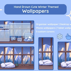 Winter Snow Cute Desktop Organizer Theme | Wallpaper Background ...