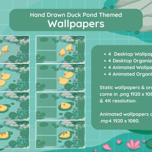 Cute Duck Pond Desktop Organizer Theme | Wallpaper Background | Custom ...