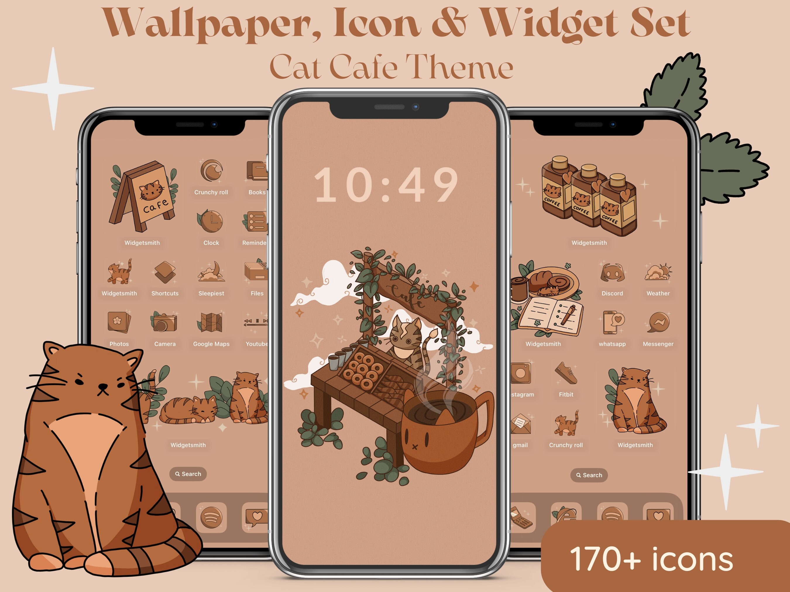 Cute Cat Cafe Icon Set Aesthetic Ios App Icons Wallpapers - Etsy UK