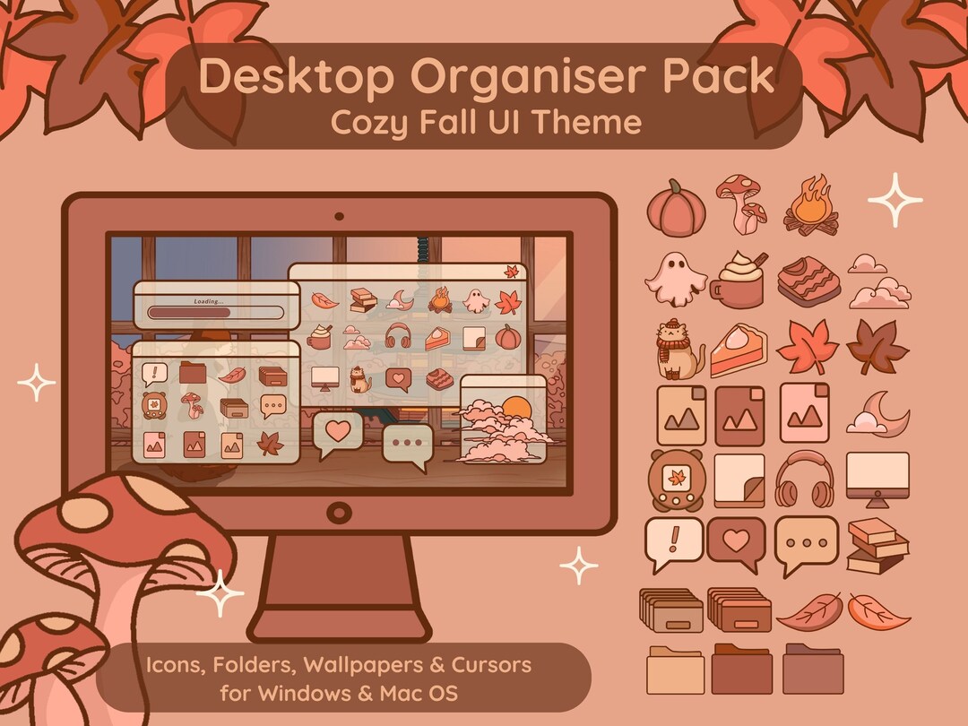 Cozy Fall / Autumn Desktop Organizer Theme Wallpaper - Etsy UK
