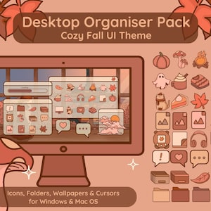 Cozy Fall Organizer Theme | Wallpaper Background | Custom Desktop Icon ...