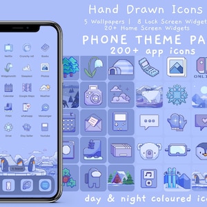 Winter Pixel Icon Set | Aesthetic Ios App Icons, Cute Blue Wallpapers ...