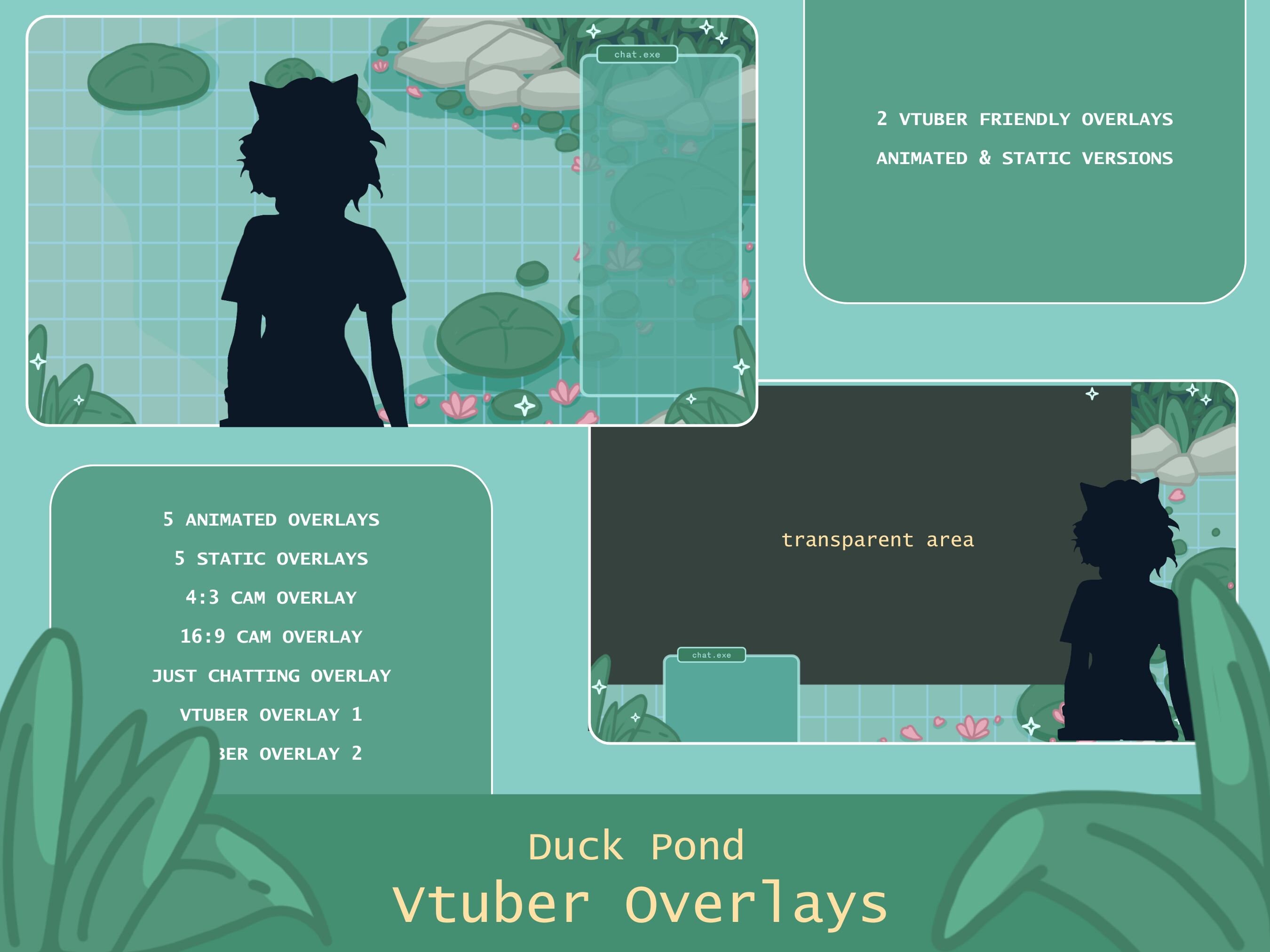 Duck Pond Animated Twitch Stream Pack: Kawaii Vtuber Overlays (digital ...