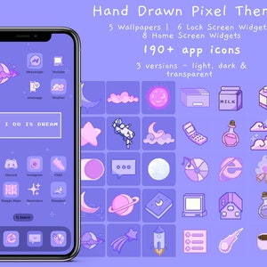 Retro Pixel Space Icon Set | Aesthetic Anime Inspired Ios App Icons ...