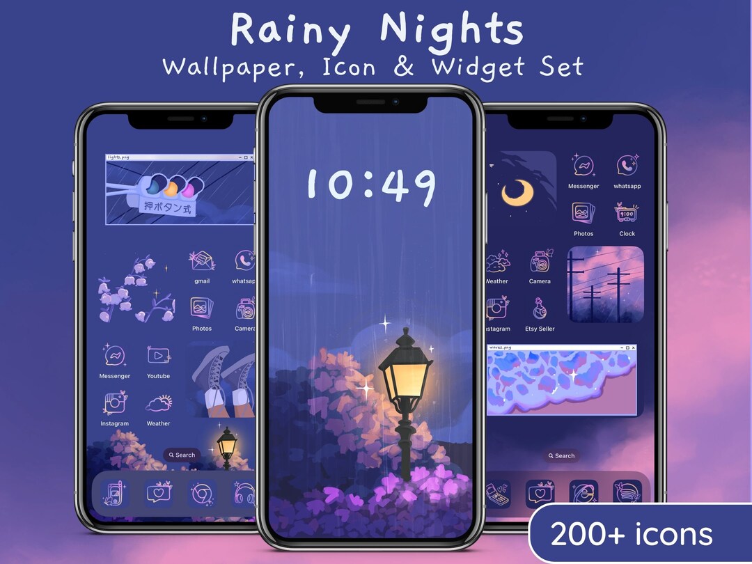 Rainy Night Ios/android Theme | Lofi App Icons, Wallpapers & Widgets ...
