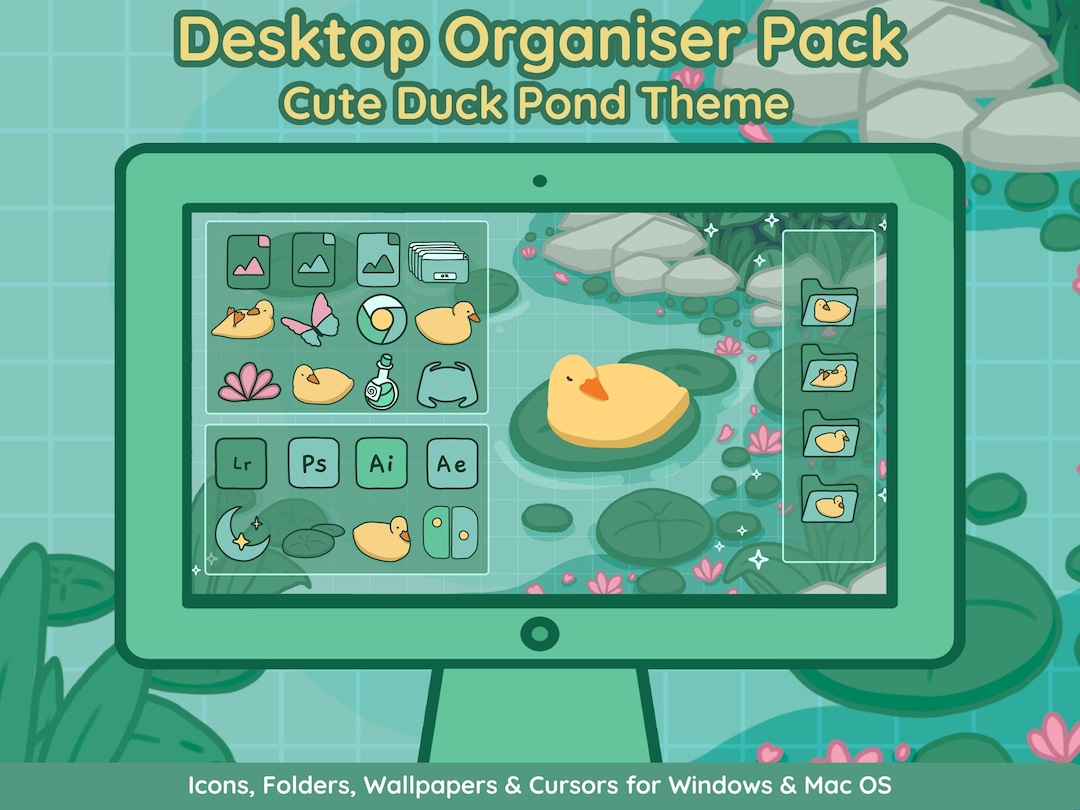 Cute Duck Pond Desktop Organizer Theme Wallpaper Background Custom ...