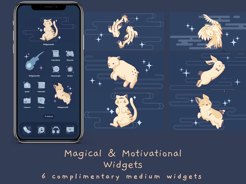 Celestial Animals Ios App Icons: Kawaii Phone Theme (digital Download ...