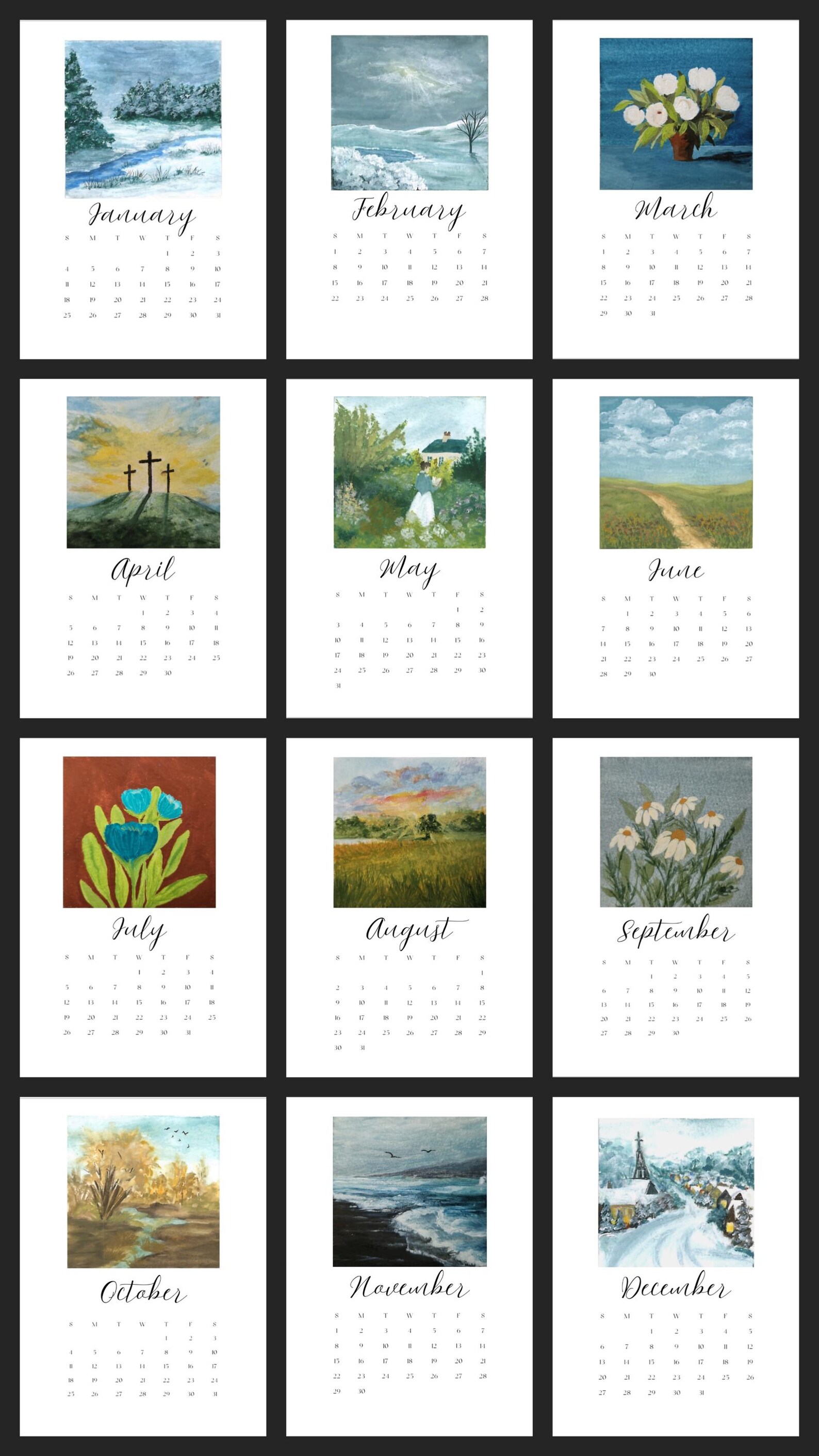 2026 Landscape Painting Calendar: 8x6 Desk Calendar - Etsy