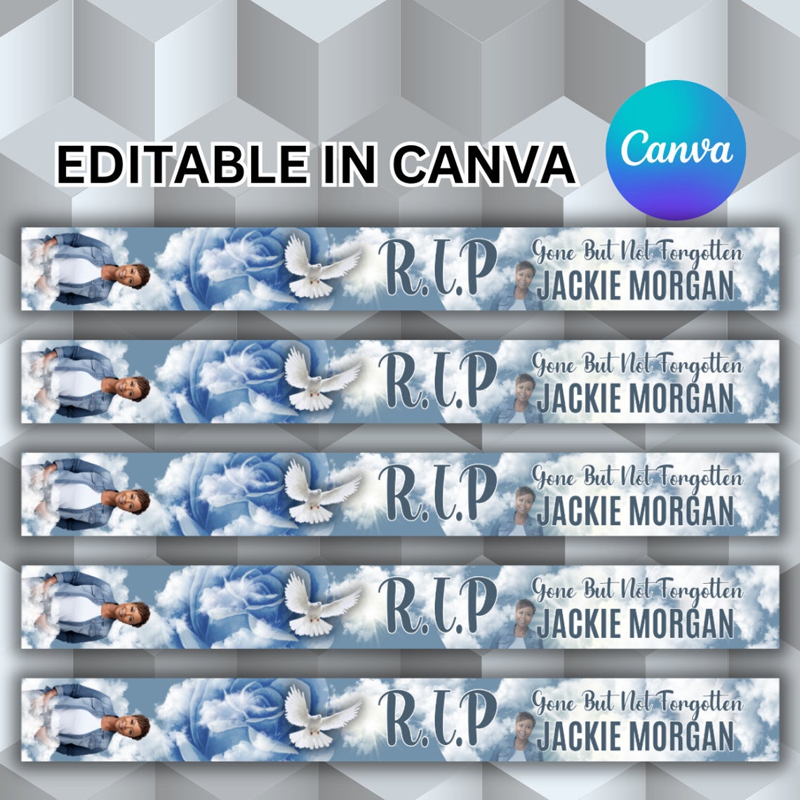 Blue Memorial Ribbon Template Death Announcement Ribbon Memorial Design ...