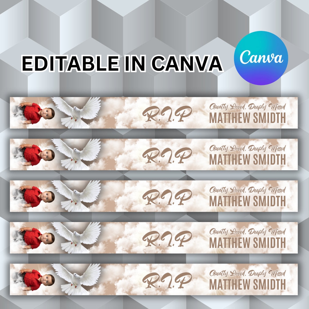 Memorial Ribbon Template Death Announcement Ribbon Memorial Design - Etsy