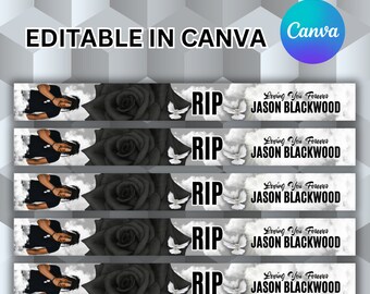 Blue Memorial Ribbon Template Death Announcement Ribbon Memorial Design ...