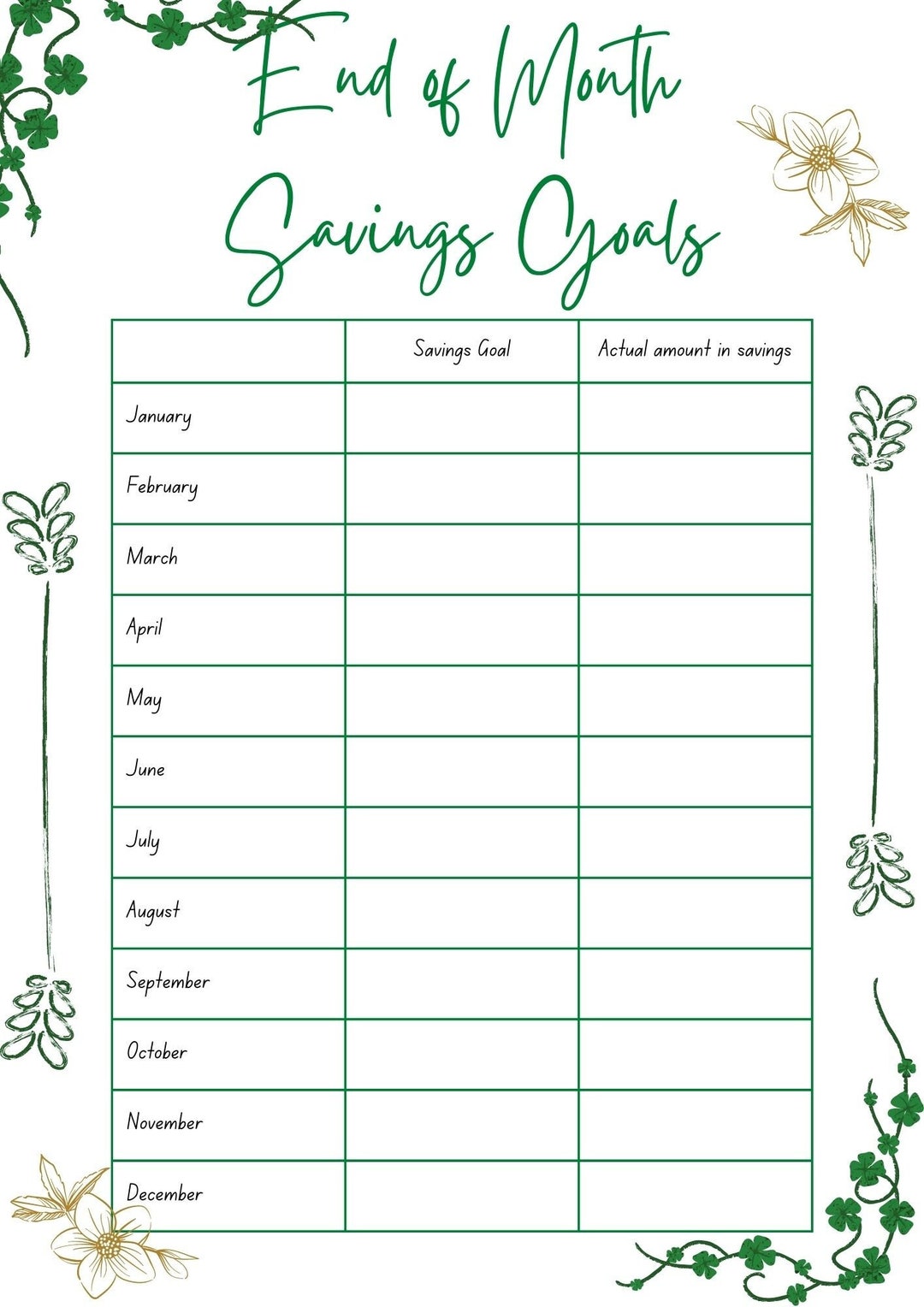 Printable, Fillable Savings Goals Planner - Etsy