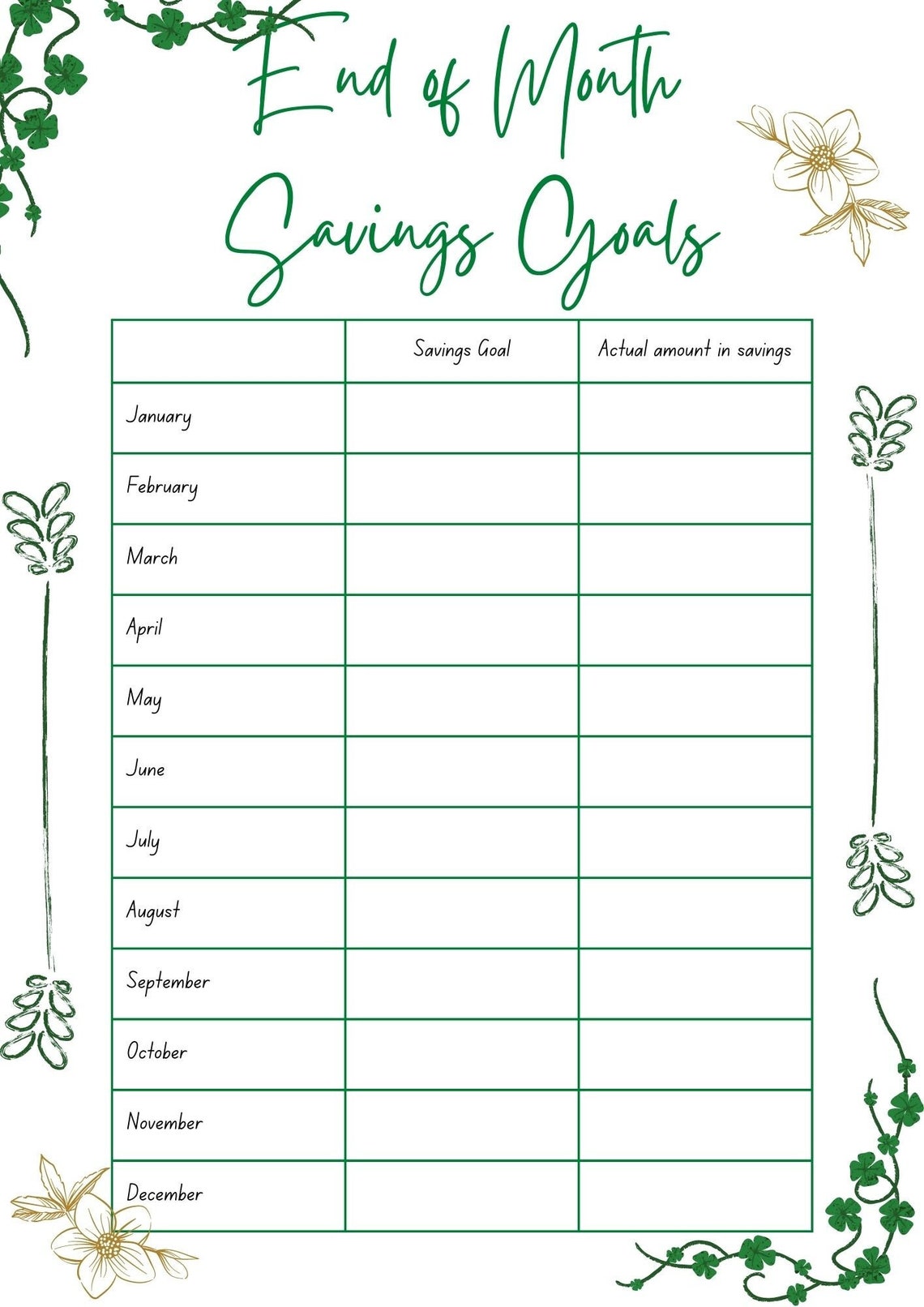 Printable, Fillable Savings Goals Planner - Etsy