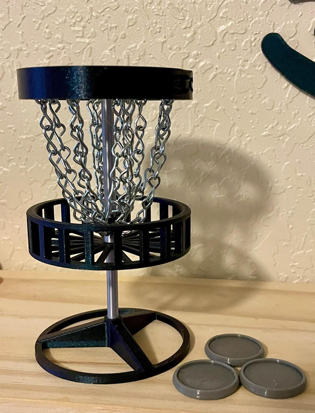 Desktop Mini Disc Golf Basket W/ 3 Putters V2 (new Version - 2 Layers ...