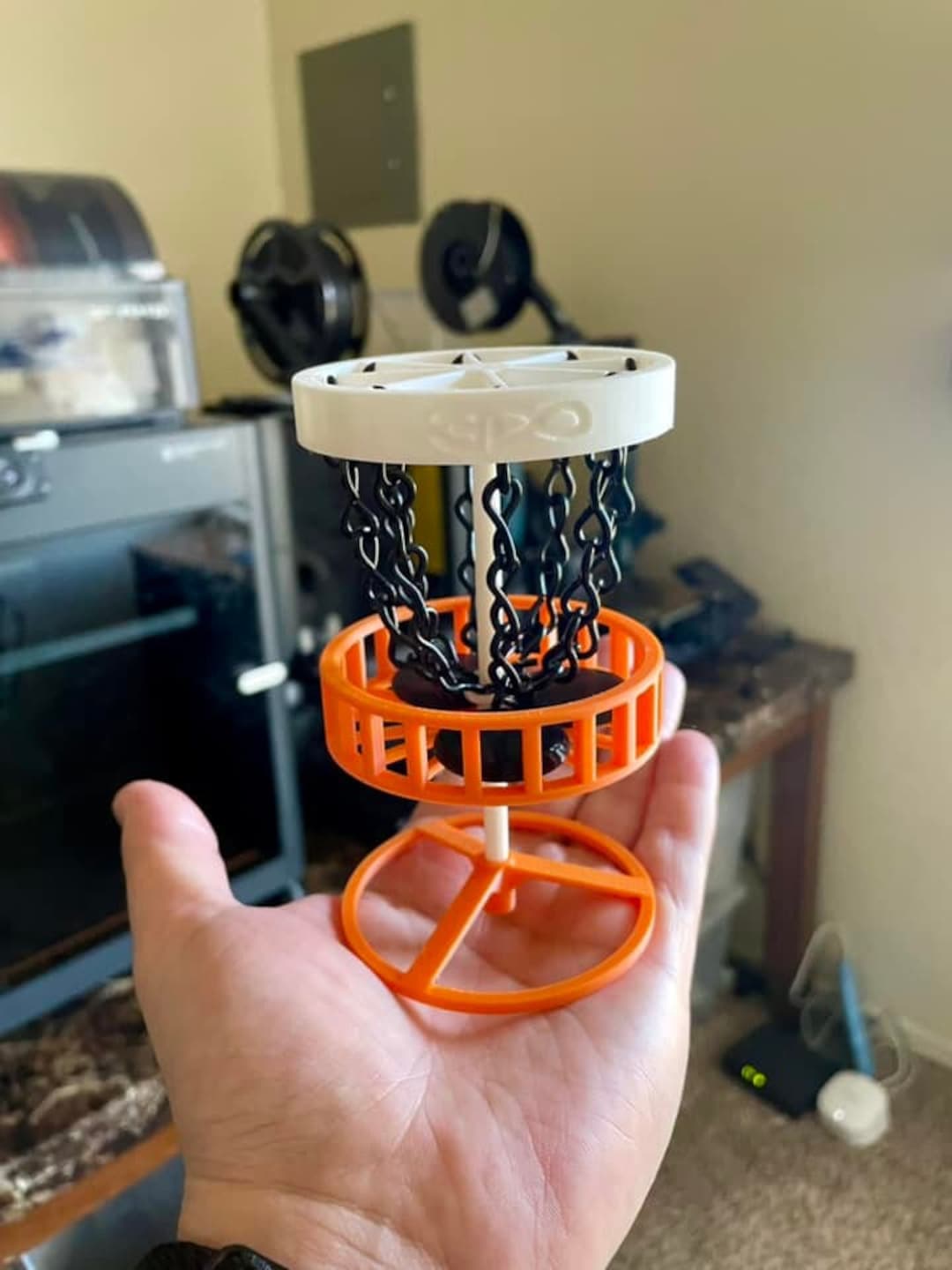 Desktop Mini Disc Golf Basket W/ 3 Putters V2 new Version With 2 Layers ...