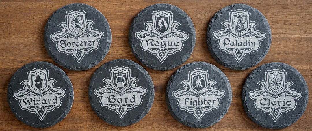Roleplaying Characters 13 Classes, Engraved on Slate Coasters, Ø10cm ...