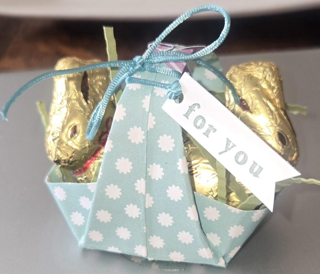 Mini Easter Basket - Teal - Handmade Fun Fold [573] - Etsy