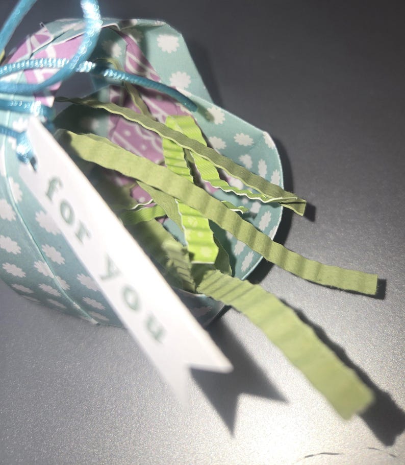Mini Easter Basket - Teal - Handmade Fun Fold [573] - Etsy