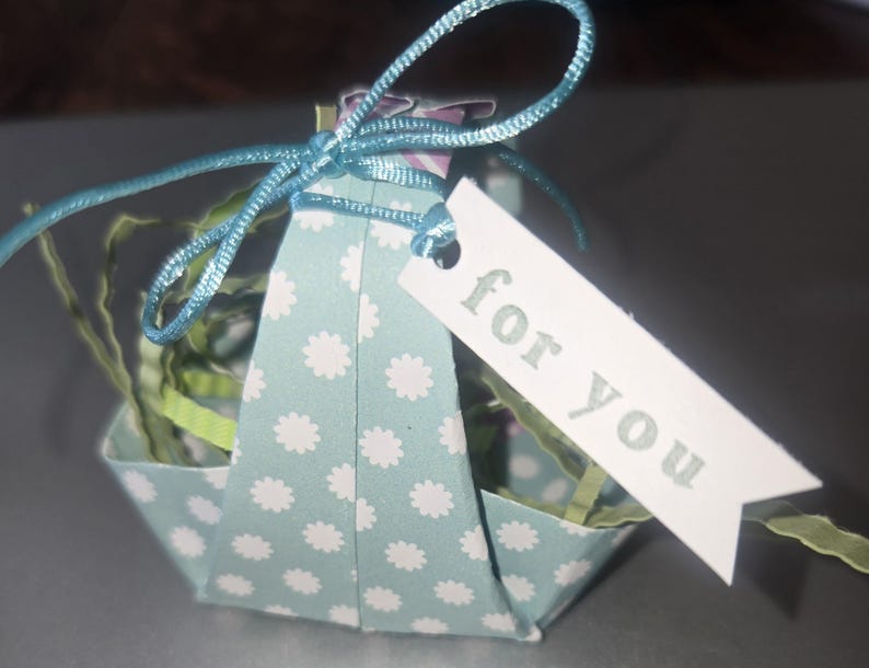 Mini Easter Basket - Teal - Handmade Fun Fold [573] - Etsy