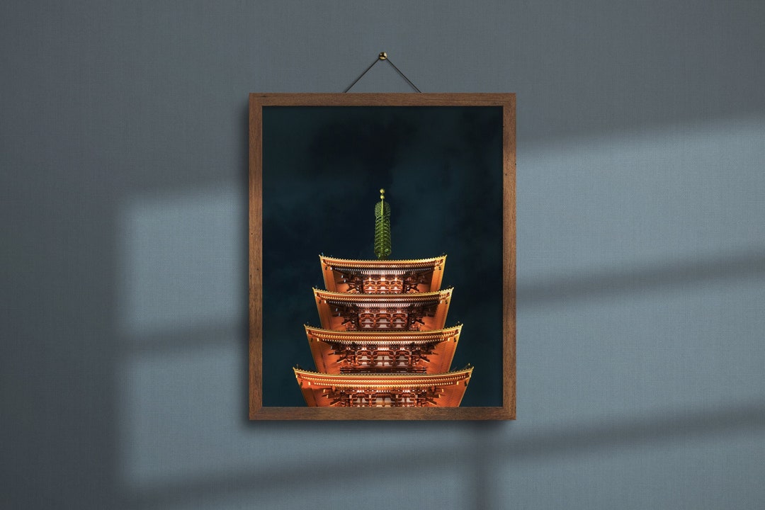 Japanese Temple Night Print | Tokyo Japan Photography | Tokyo Wall Art ...