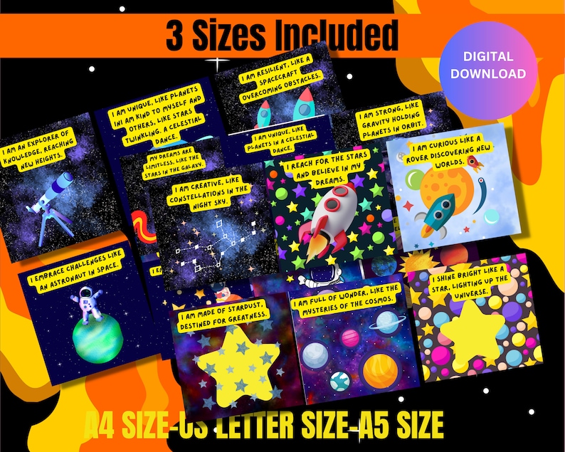 Space Affirmation Cards for Kids Cute Astronaut Space Quotes ...