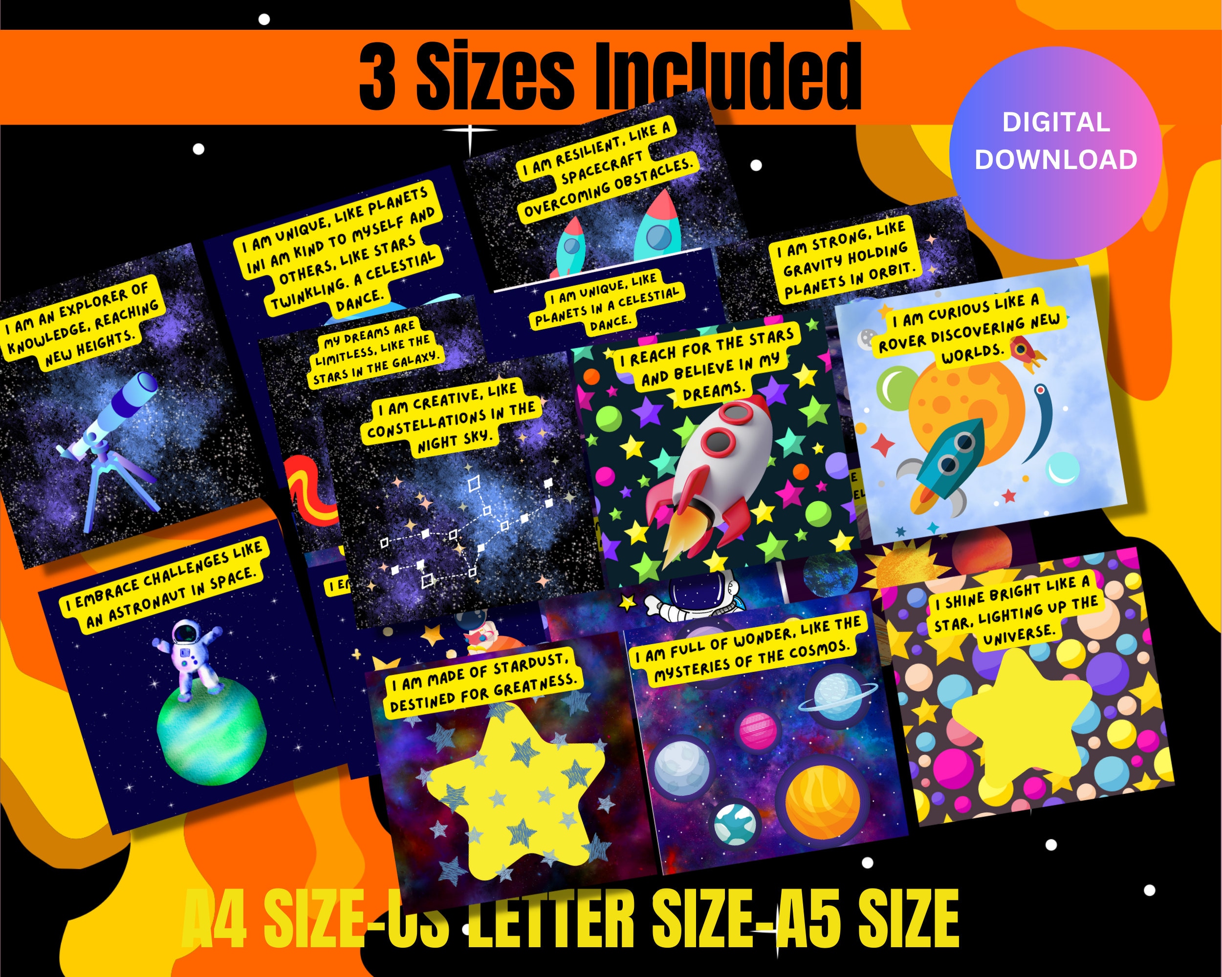 Space Affirmation Cards for Kids | Cute Astronaut Space Quotes ...