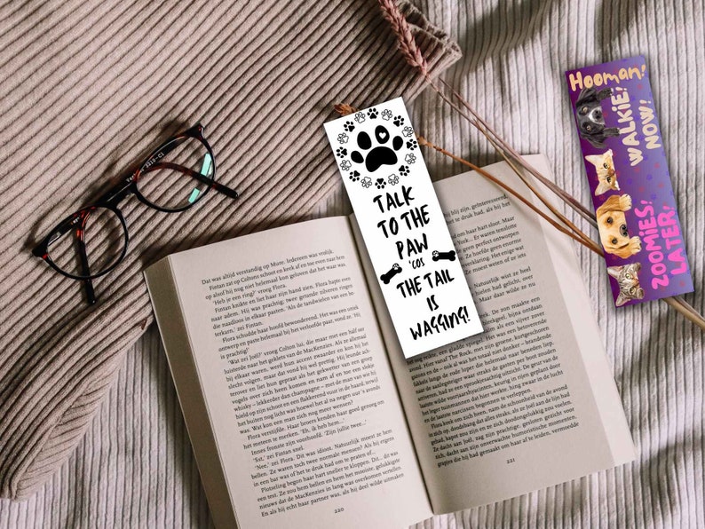 Cute Dog Themed Printable Bookmarks for Book Lovers, Paws Button ...