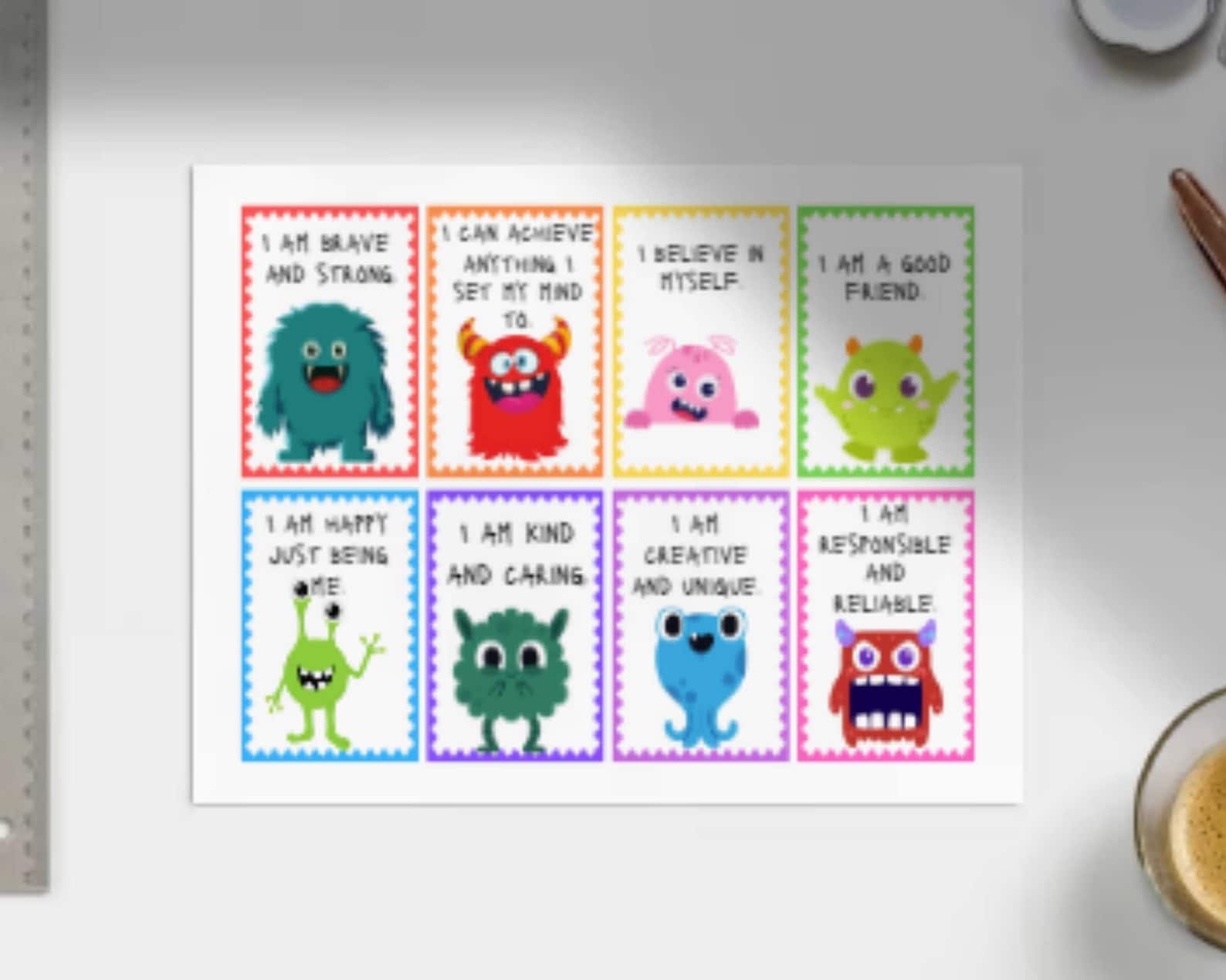 Positive Monster Affirmation Cards for Kids | Cute Monster Quotes ...