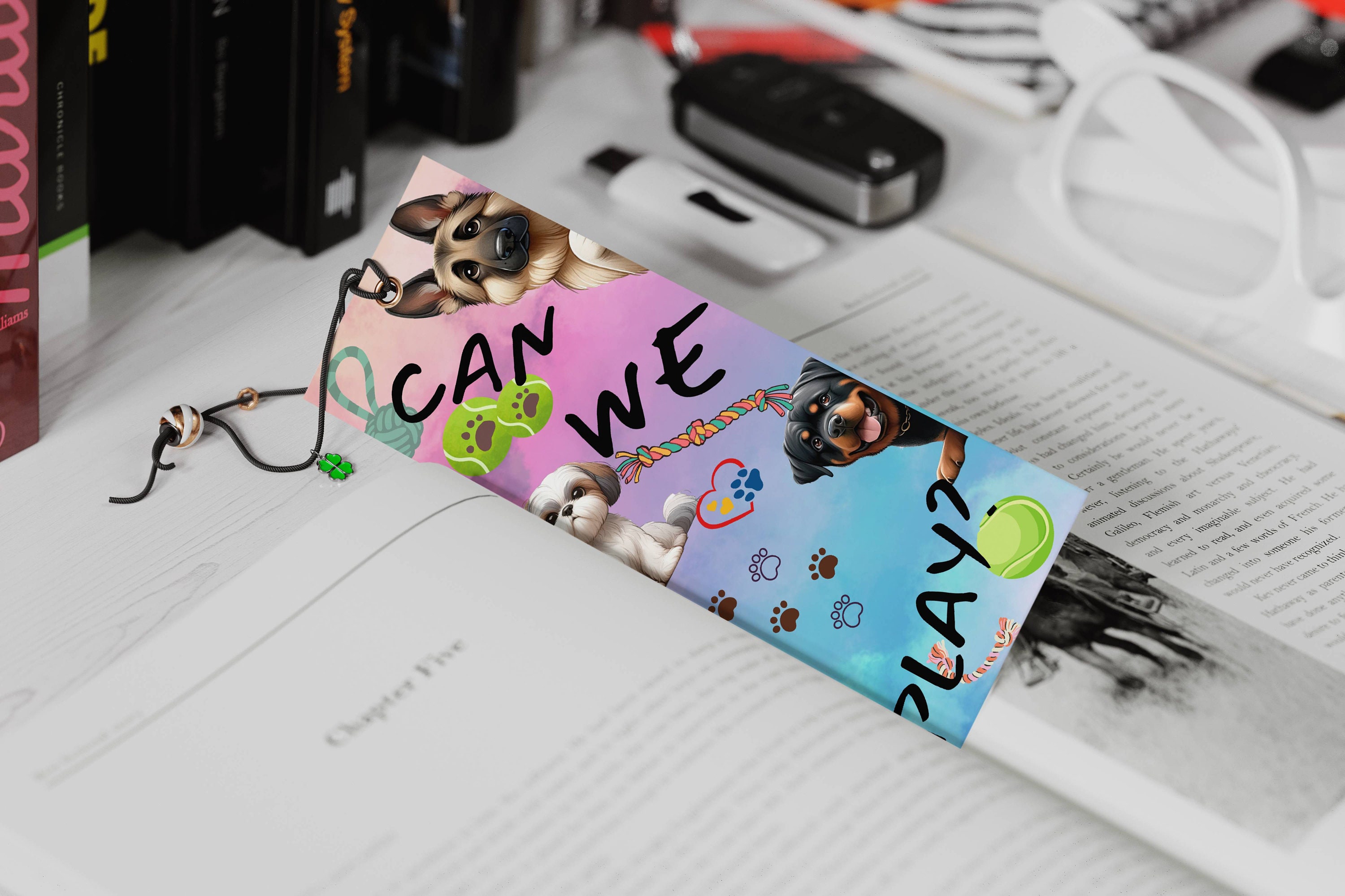 Cute Dog Themed Printable Bookmarks for Book Lovers, Paws Button ...