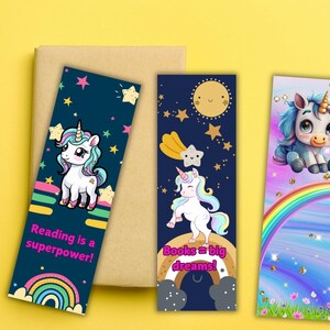 Cute Unicorn Reading Bookmarks for Kids - Set of 8 Printable Digital ...