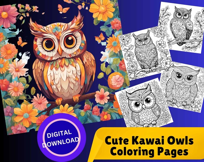 Coloring Book: Funny Owl. A Digital Coloring Book Featuring a Cartoon ...