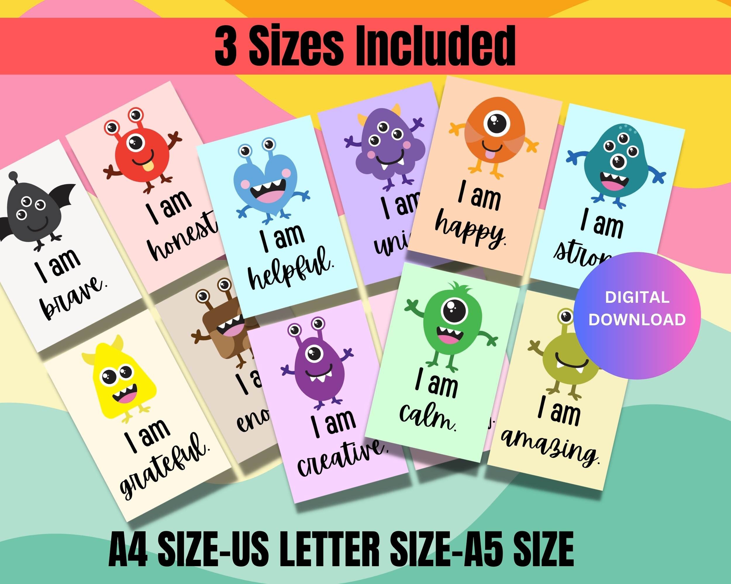 Positive Monster Affirmation Cards for Kids | Cute Monster Quotes ...
