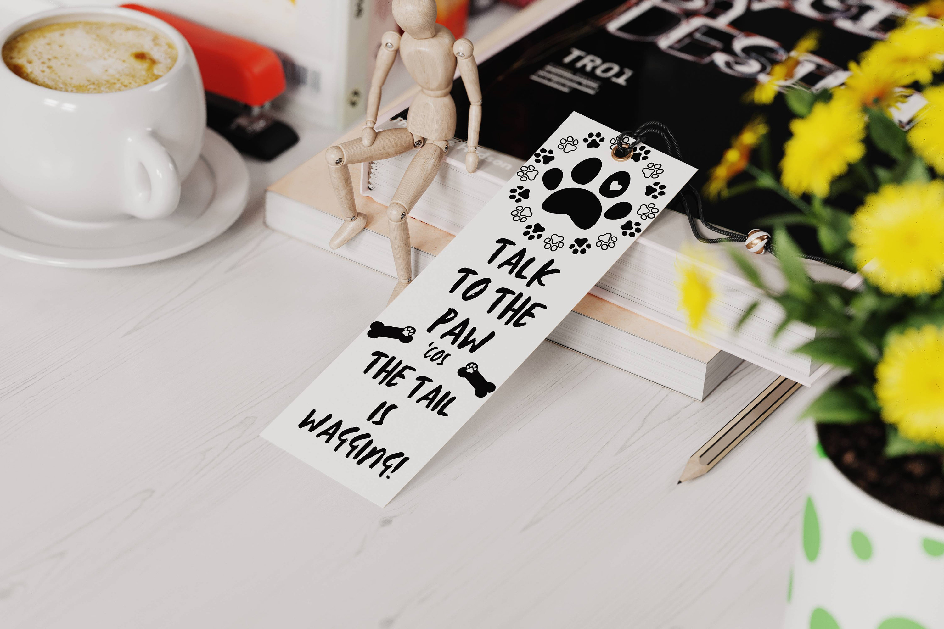 Cute Dog Themed Printable Bookmarks for Book Lovers, Paws Button ...