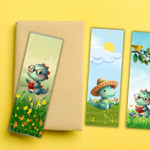 Cute Dinosaur Reading Bookmarks for Kids - Set of 7 Printable Digital ...