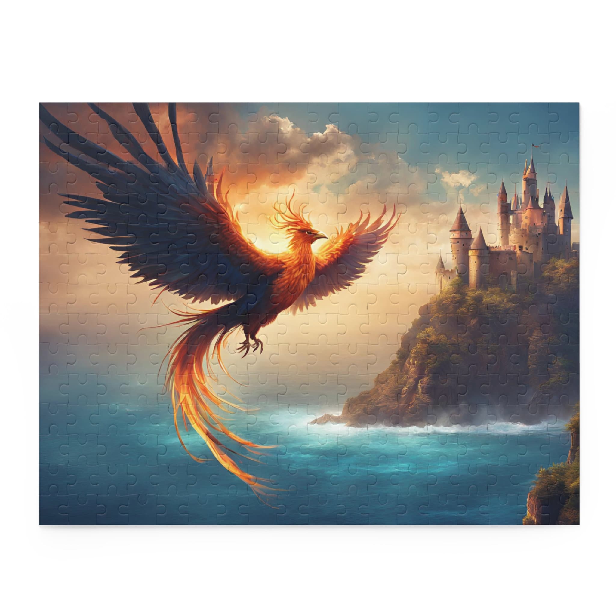 Magical Phoenix Jigsaw Puzzle, Mystical Ocean Scene With Castle ...