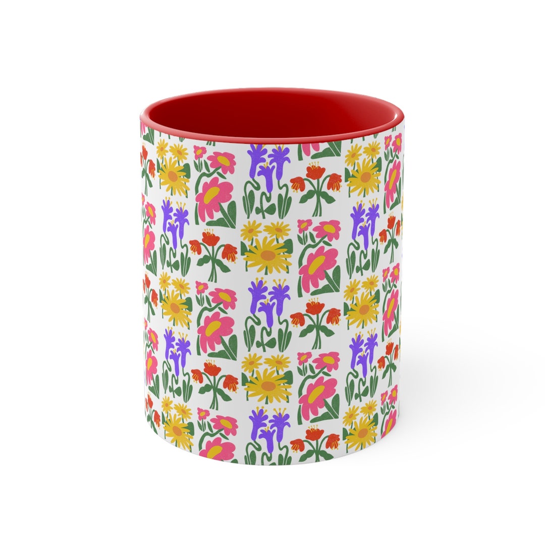 Vintage Flowers Design Coffee Lovers , Wildflowers Bloom Mug, Gift for ...