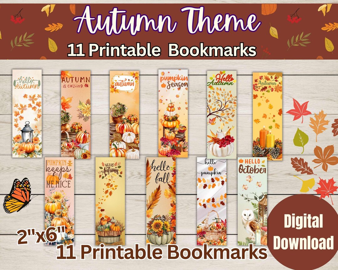 Vintage Watercolor Autumn Bookmarks | Fall Aesthetic Printable Bookmark ...