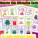 Positive Monster Affirmation Cards for Kids | Cute Monster Quotes ...