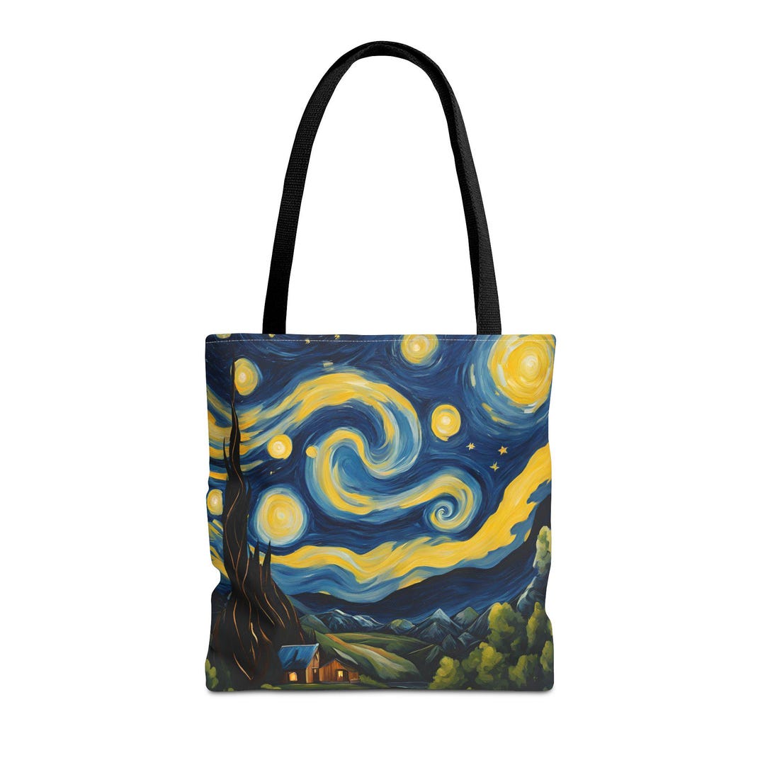 Starry Night Painting Tote Bag, Van Gogh Inspired Handbag, Art Print ...