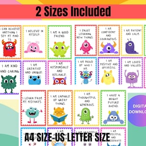 Positive Monster Affirmation Cards for Kids | Cute Monster Quotes ...